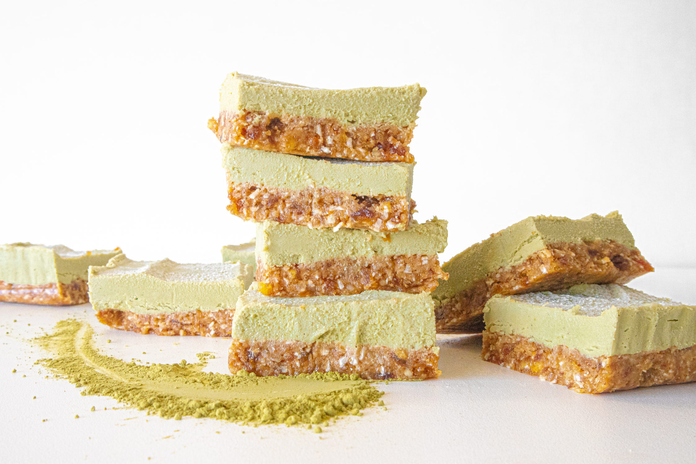 Creamy Coconut Matcha Bars (no bake!)