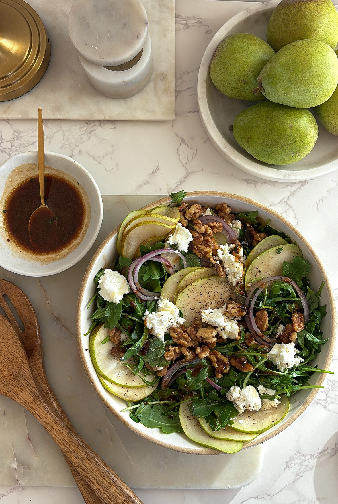 Autumn Pear & Arugula Salad with Golden Balsamic - Easton Gilowski